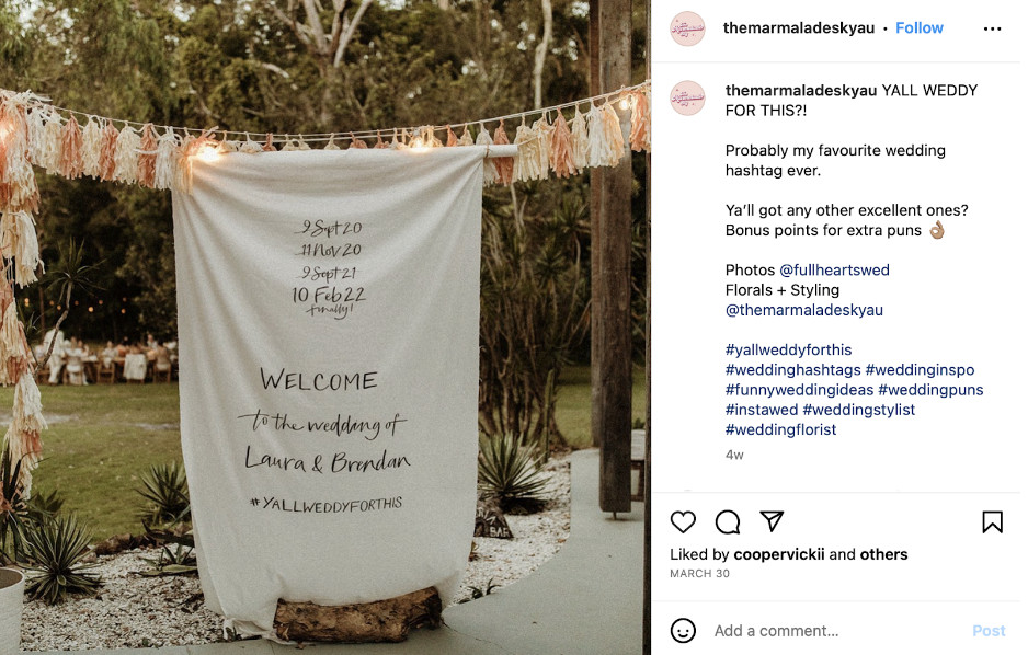 11 Clever Ways to Incorporate Your Wedding Hashtag on Your Big Day